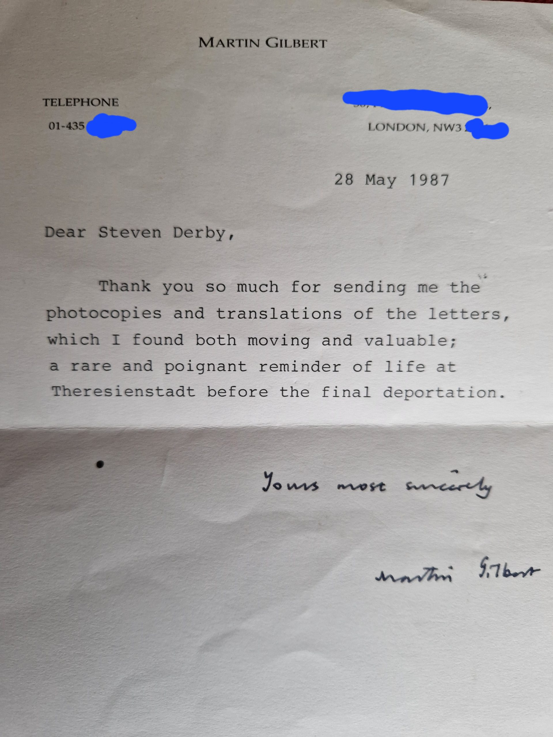 Letters from Theresienstadt – Steven Derby